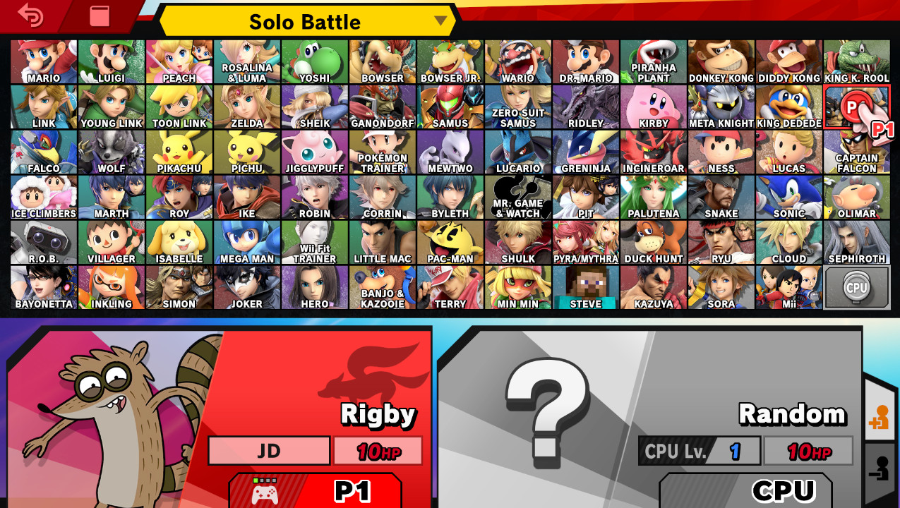 Alternate Rigby UI Mod for Super Smash Bros. Ultimate | SSBU Mods