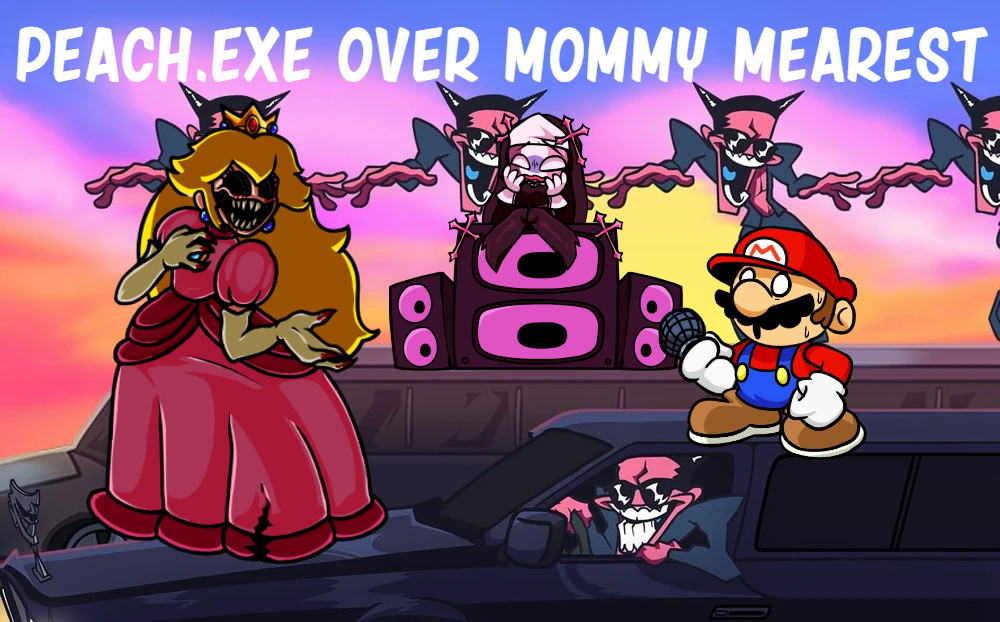 Peach.exe over Mommy Mearest Mod for Friday Night Funkin' | FNF Mods