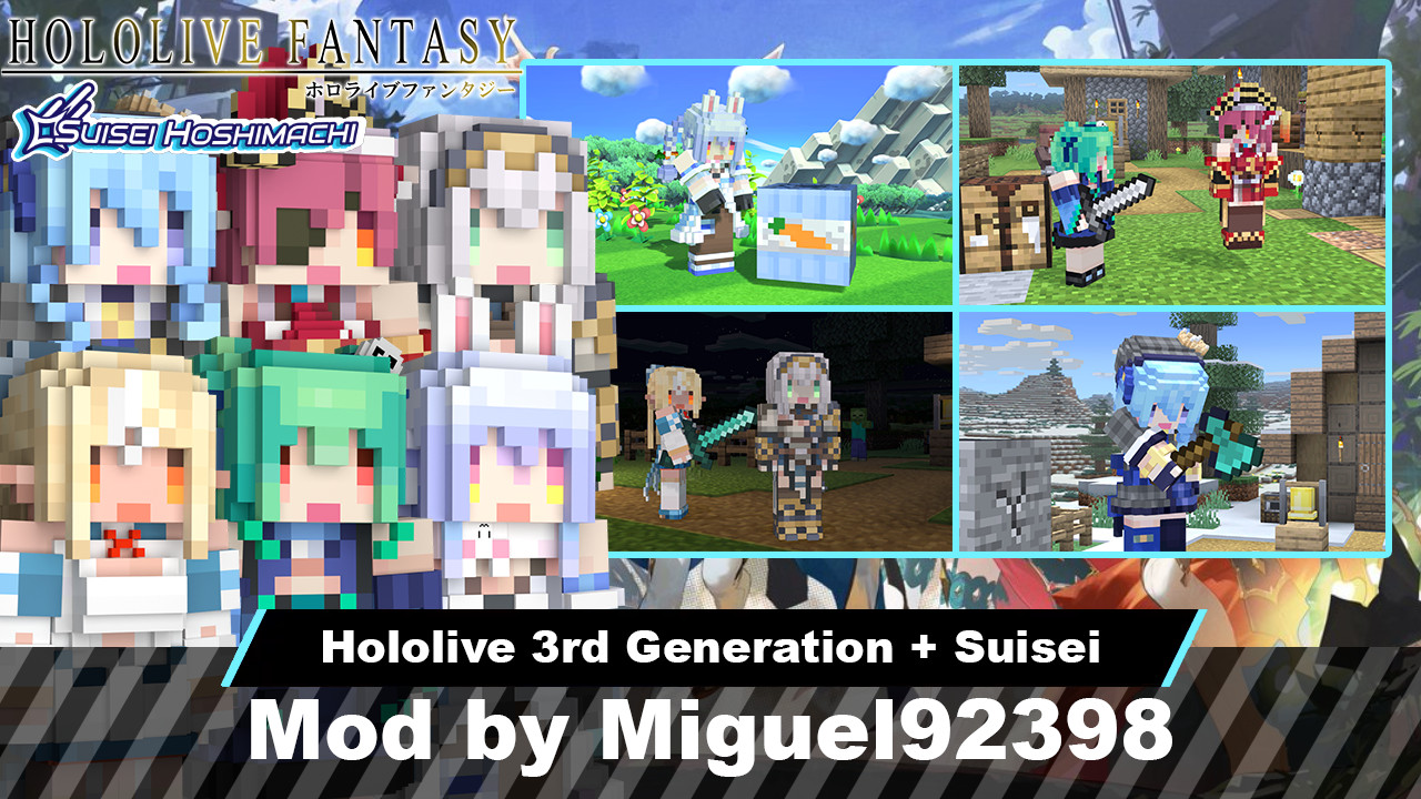 Hololive 3rd Generation + Suisei 3D Minecraft Mod for Super Smash Bros ...