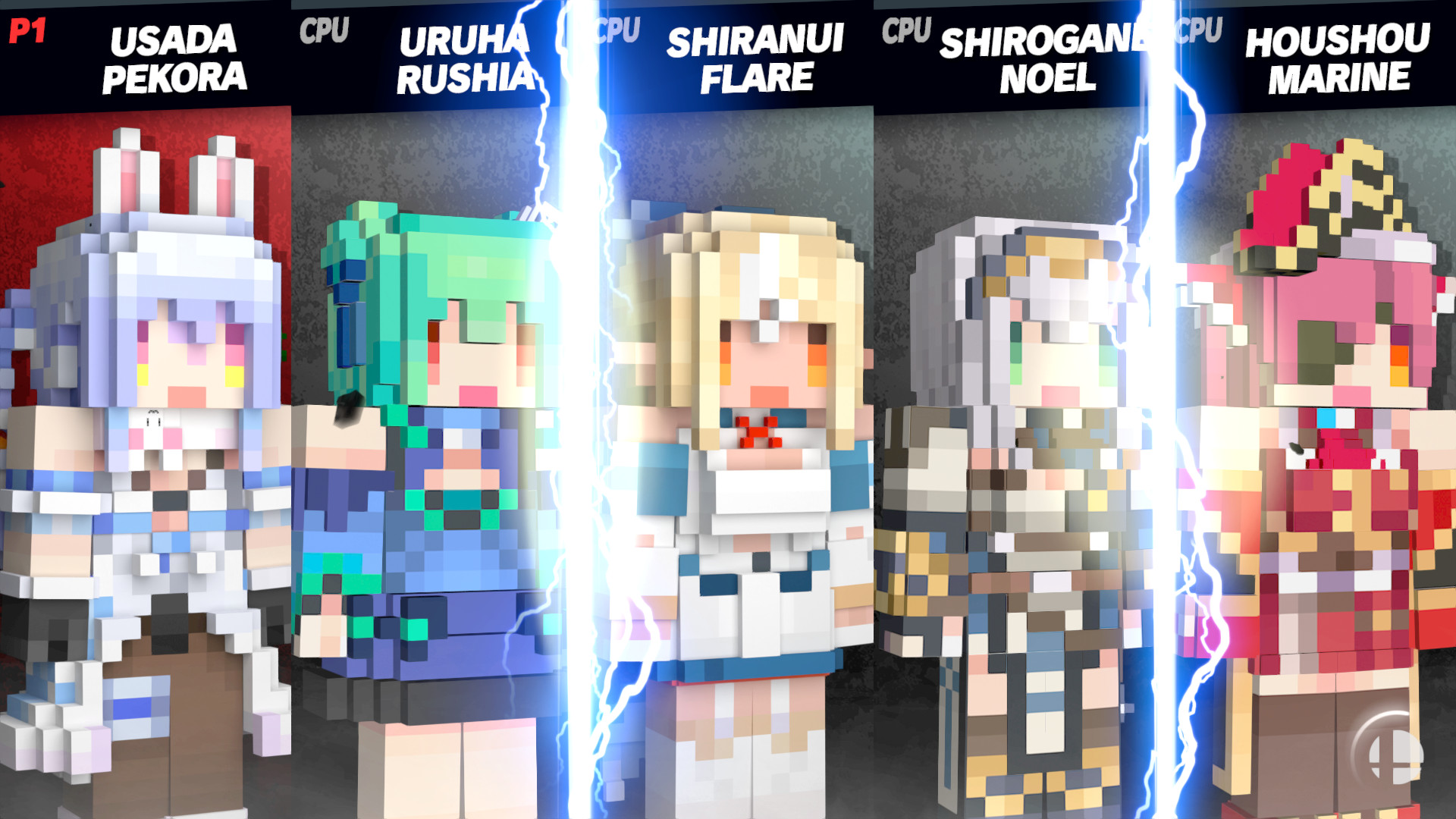 Hololive 3rd Generation + Suisei 3D Minecraft Mod for Super Smash Bros ...