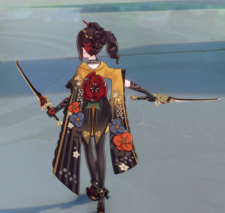 Uraku Misugiri over Chiori Swords Mod for Genshin Impact | GI Mods