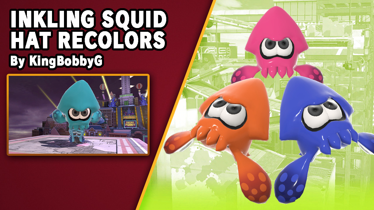 Inkling Squid Hat Recolors Mod for Super Smash Bros. Ultimate | SSBU Mods