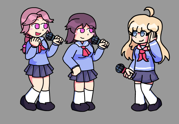 Unpixelated Hating Simulator Girls! Mod for Friday Night Funkin' | FNF Mods