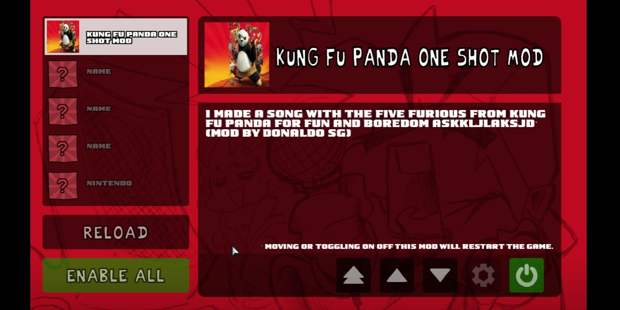 FNF': Kung fu panda [ONE SHOT MOD] Mod for Friday Night Funkin' | FNF Mods