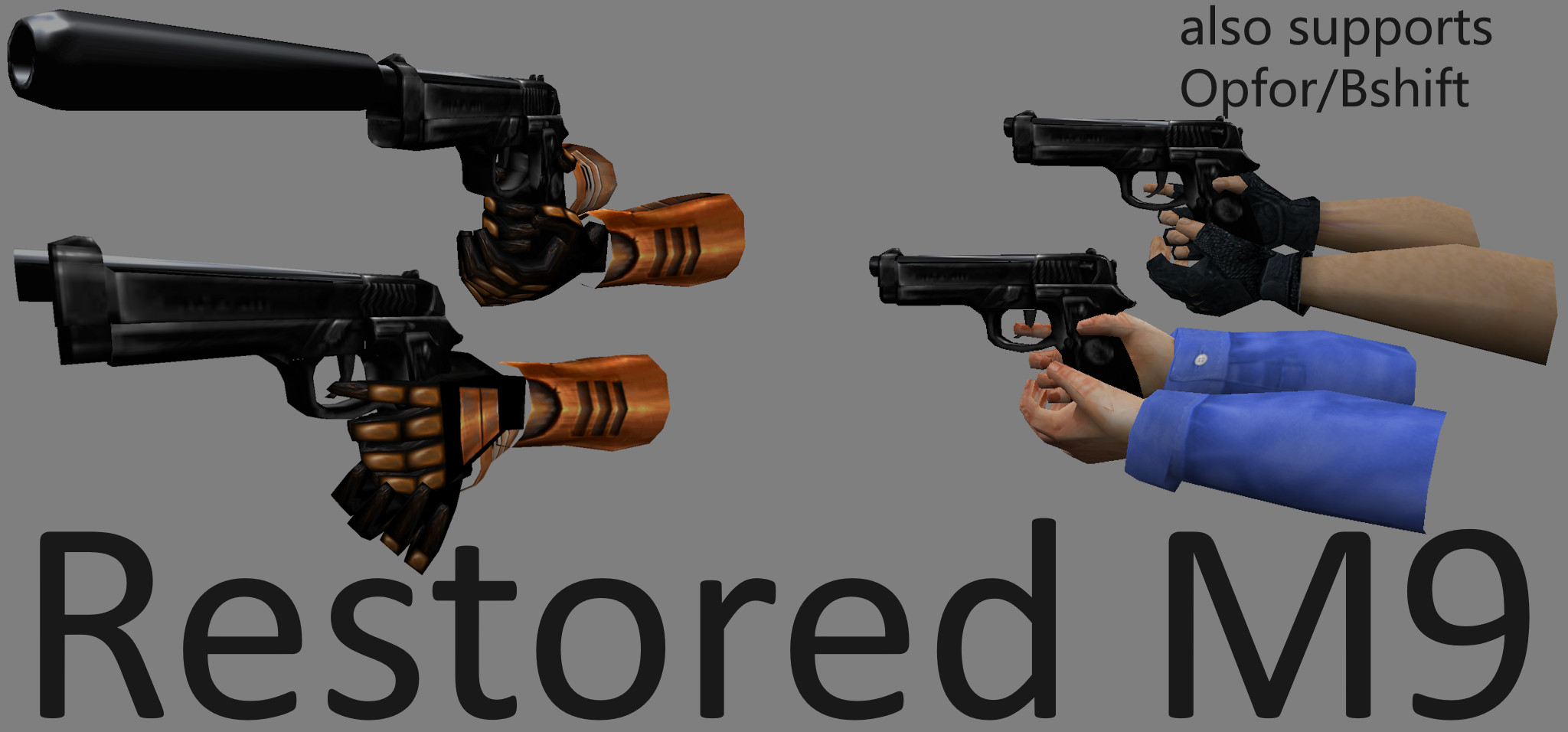 Full-Poly Berretta M9 Mod for Half-Life | HL Mods