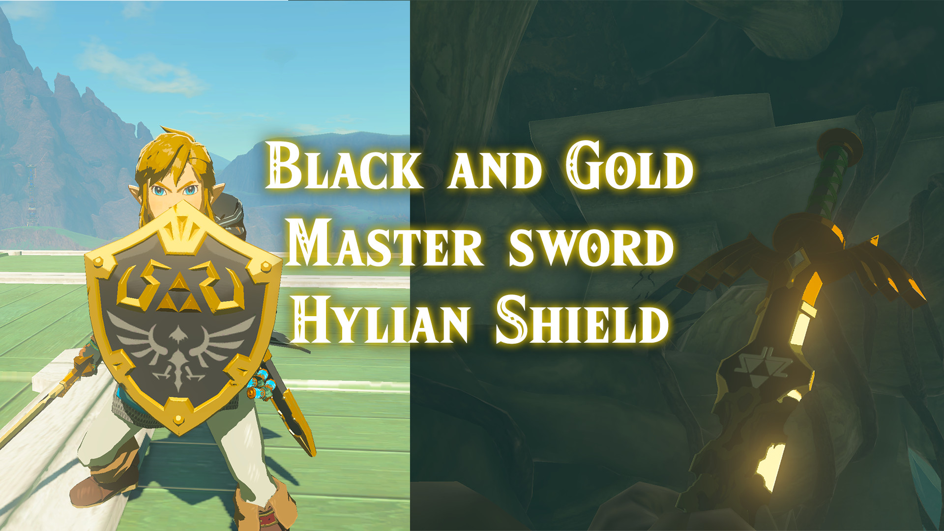 Black + Gold Master Sword & Hylian Shield Mod for The Legend of Zelda ...