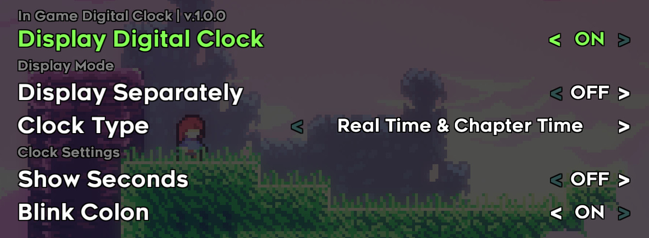In Game Digital Clock Mod for Celeste | Celeste Mods