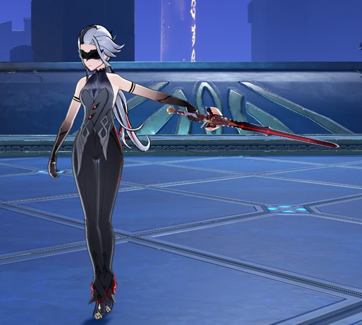 Black sword on Crimson Moon's Semblance Mod for Genshin Impact | GI Mods