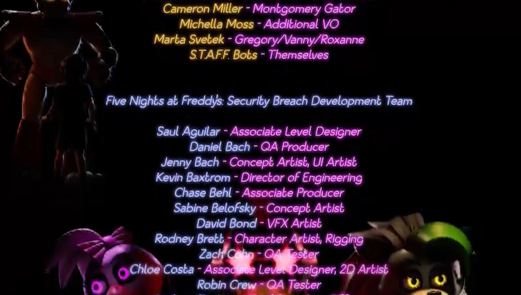 Improved Credits Mod for Five Nights at Freddy's Security Breach | FNaF ...