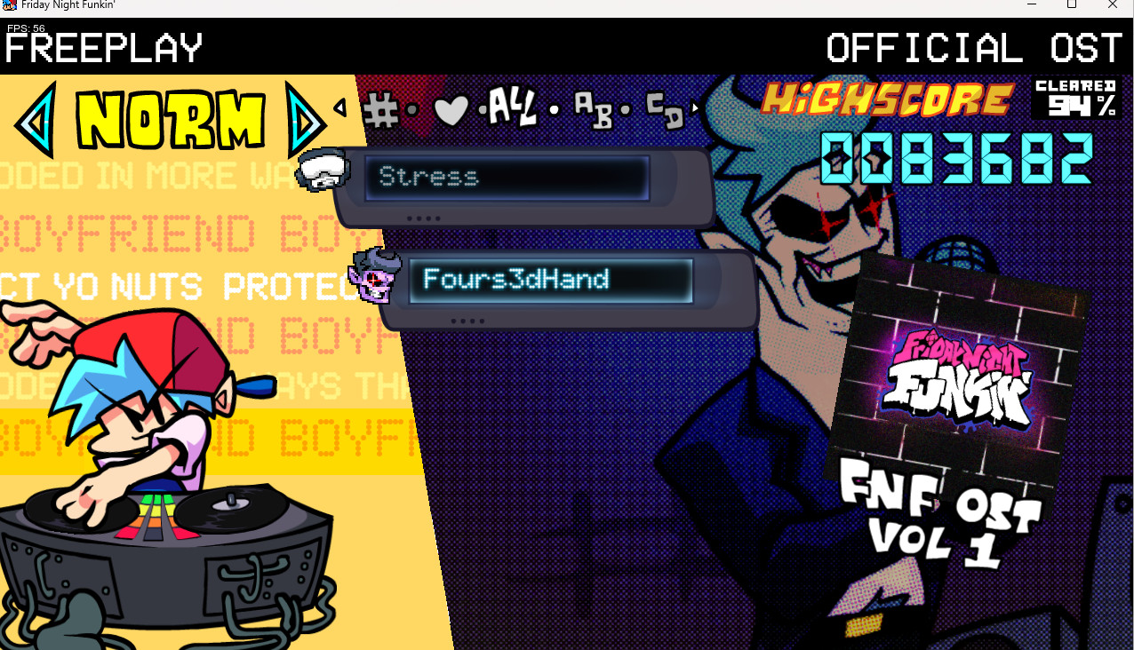 Fours 3d hand but i charted it Mod for Friday Night Funkin' | FNF Mods
