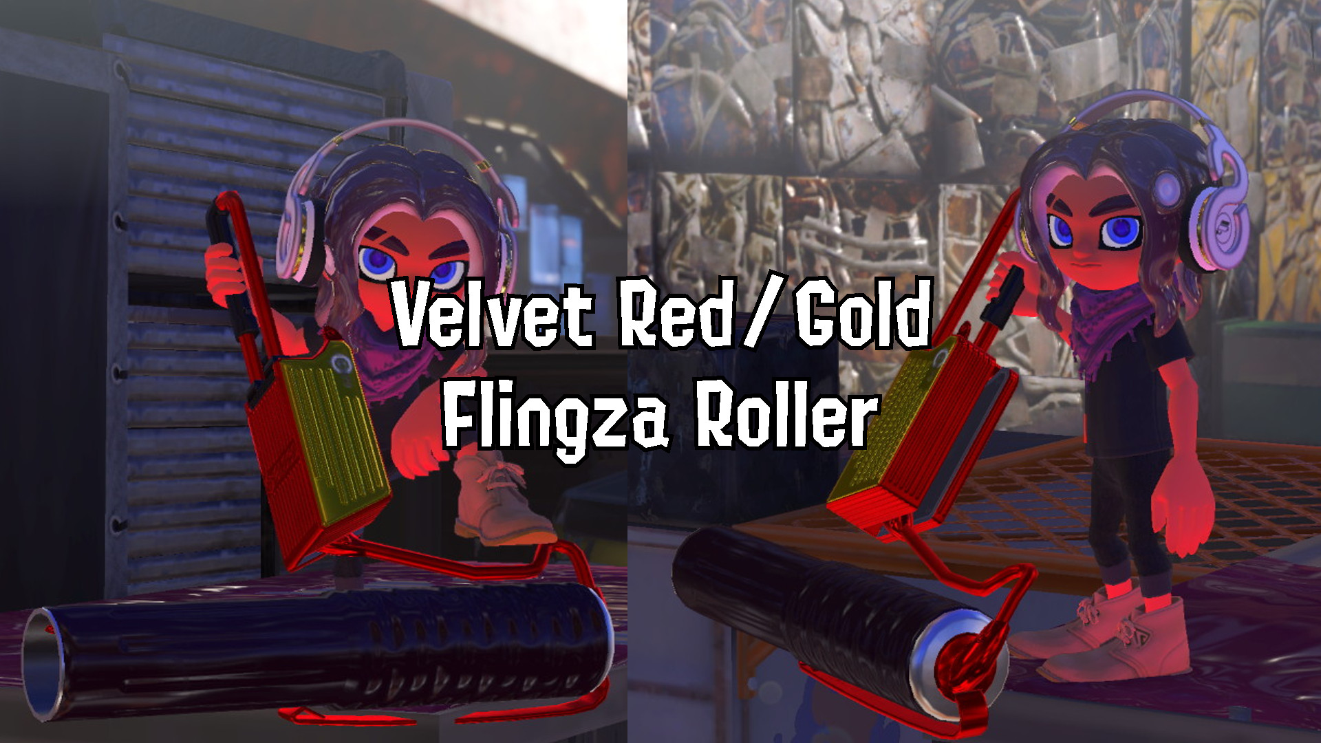 Velvet Red/Gold Flingza Roller Mod for Splatoon 3 | Splatoon 3 Mods