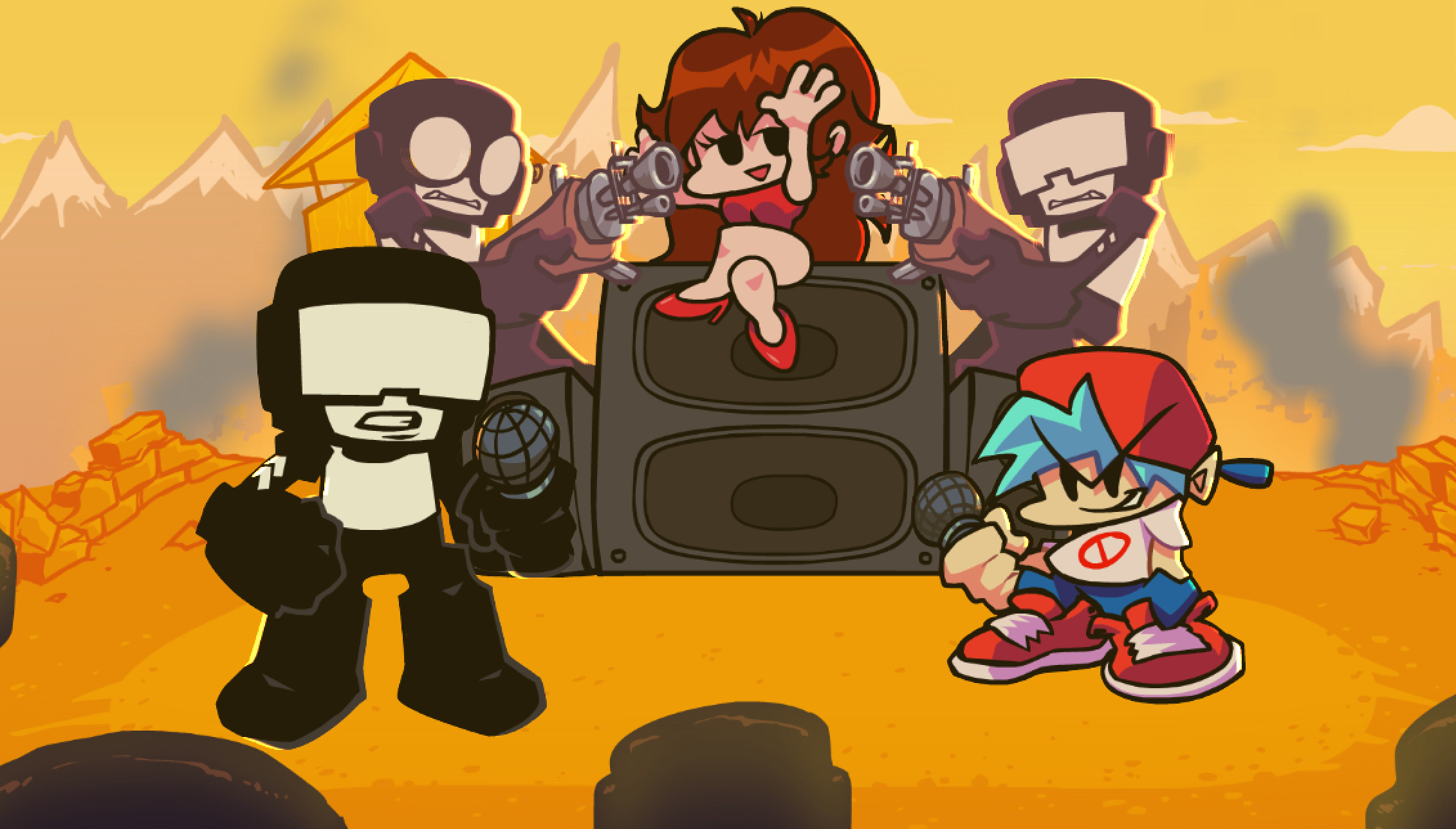 Guns Erect Remix Fanchart Mod for Friday Night Funkin' | FNF Mods