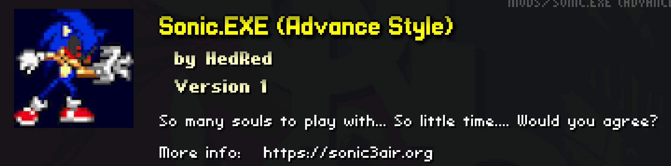 Sonic.EXE (Advance Style) Mod for Sonic 3 A.I.R. | S3AIR Mods
