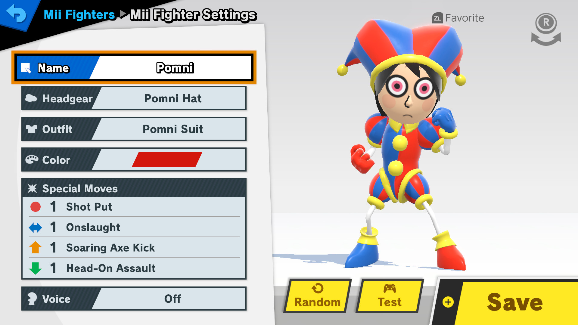 Pomni (The Amazing Digital Circus) Mii Costume Mod for Super Smash Bros ...
