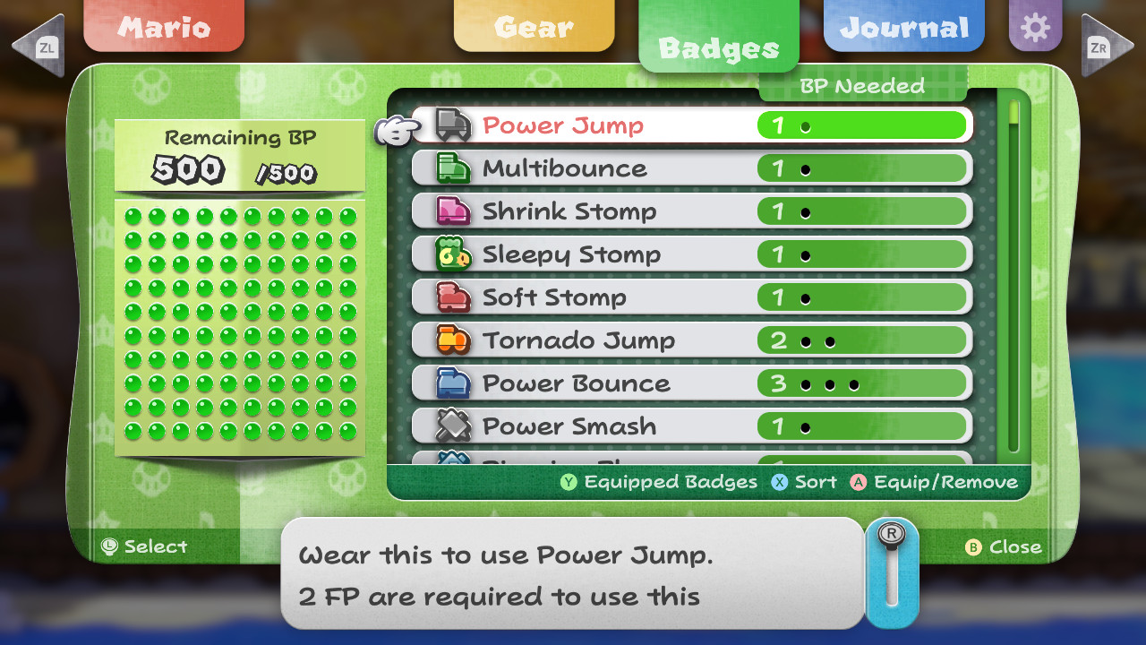 All badges at start/500 BP Save Mod for Paper Mario: The Thousand Year ...