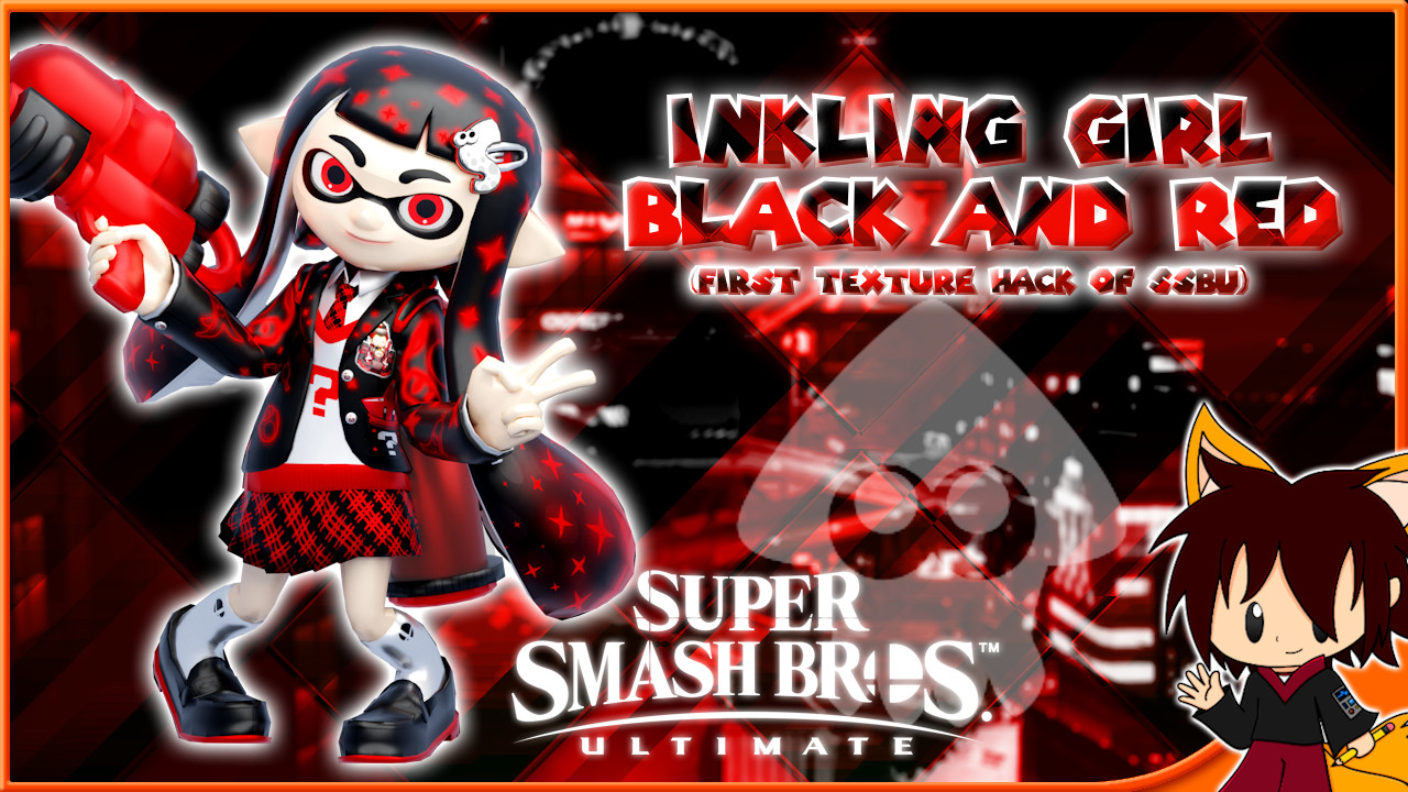 Inkling Girl Black and Red Mod for Super Smash Bros. Ultimate | SSBU Mods