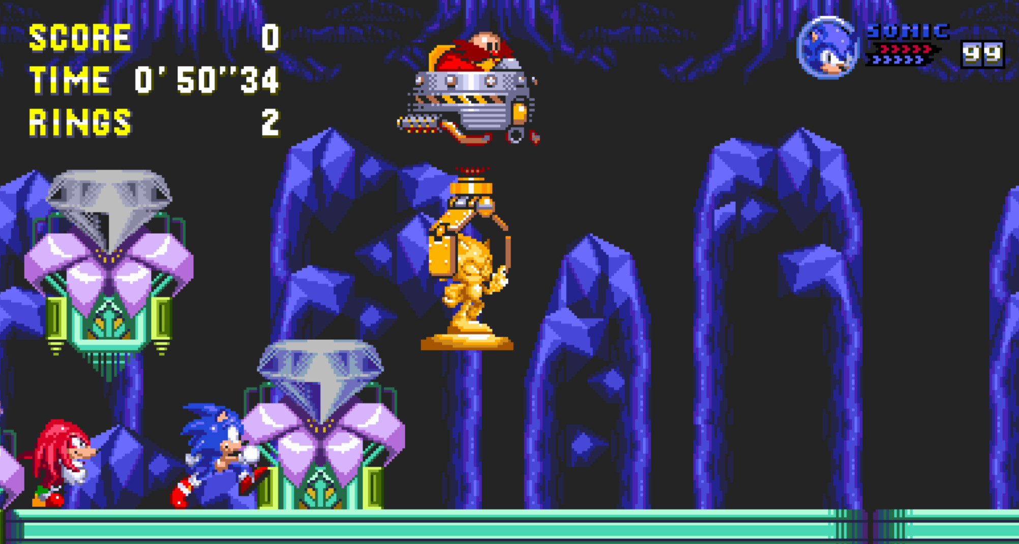 Gold sonic statue over master emerald Mod for Sonic 3 A.I.R. | S3AIR Mods