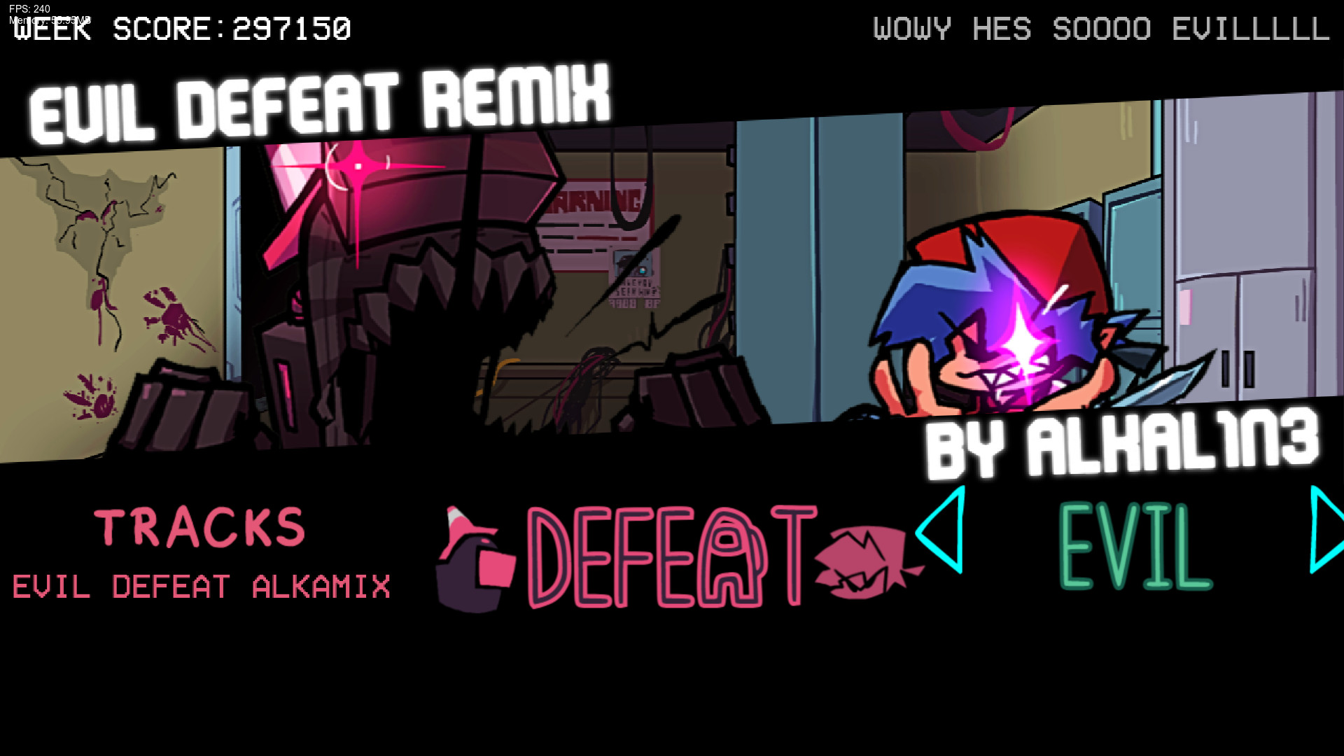 EVIL DEFEAT ALKAMIX PLAYABLE Mod for Friday Night Funkin' | FNF Mods