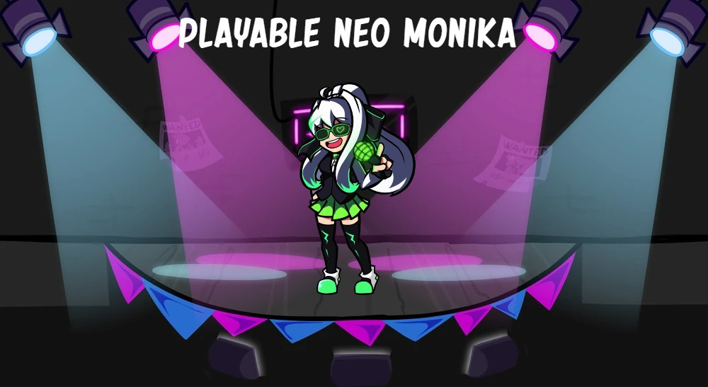Playable Neo Monika Mod for Friday Night Funkin' | FNF Mods