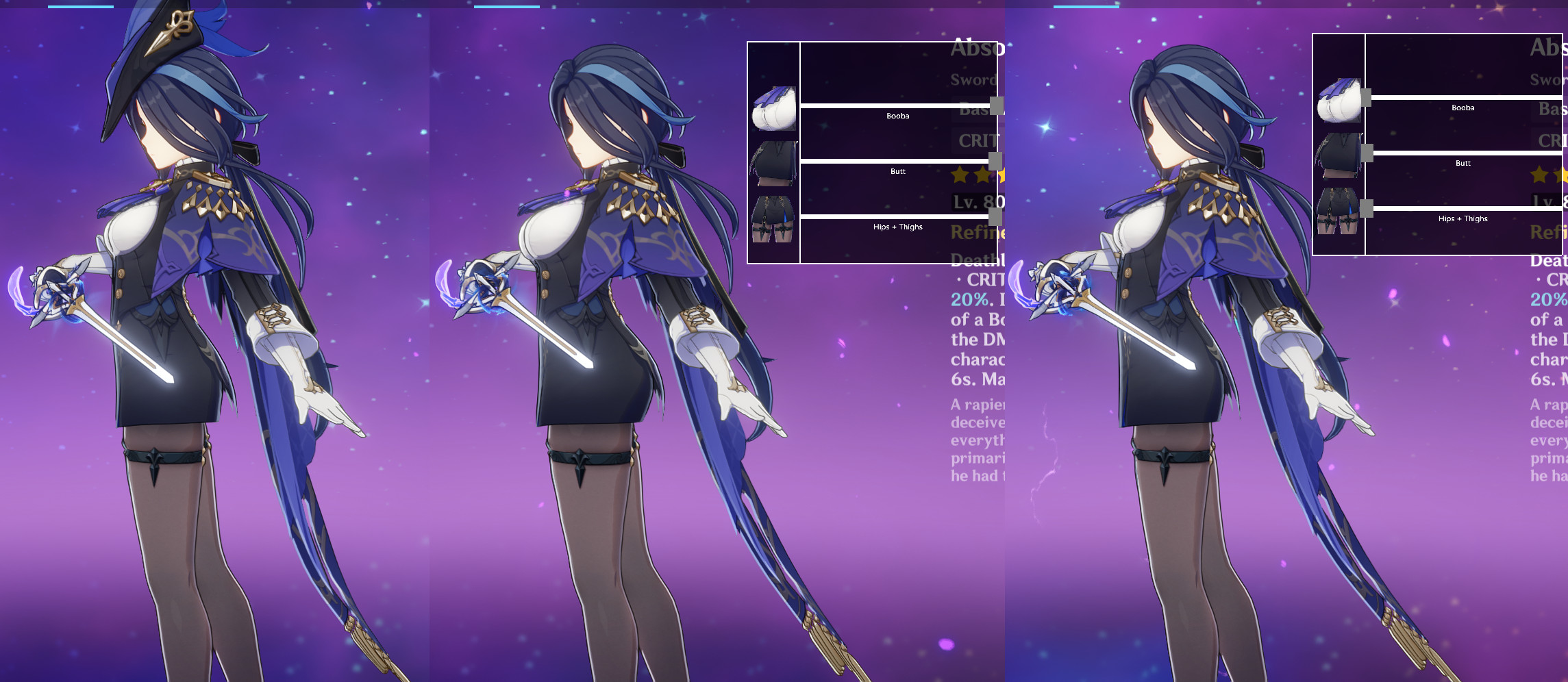 (Hatless) Clorinde + Body Sliders Mod for Genshin Impact | GI Mods