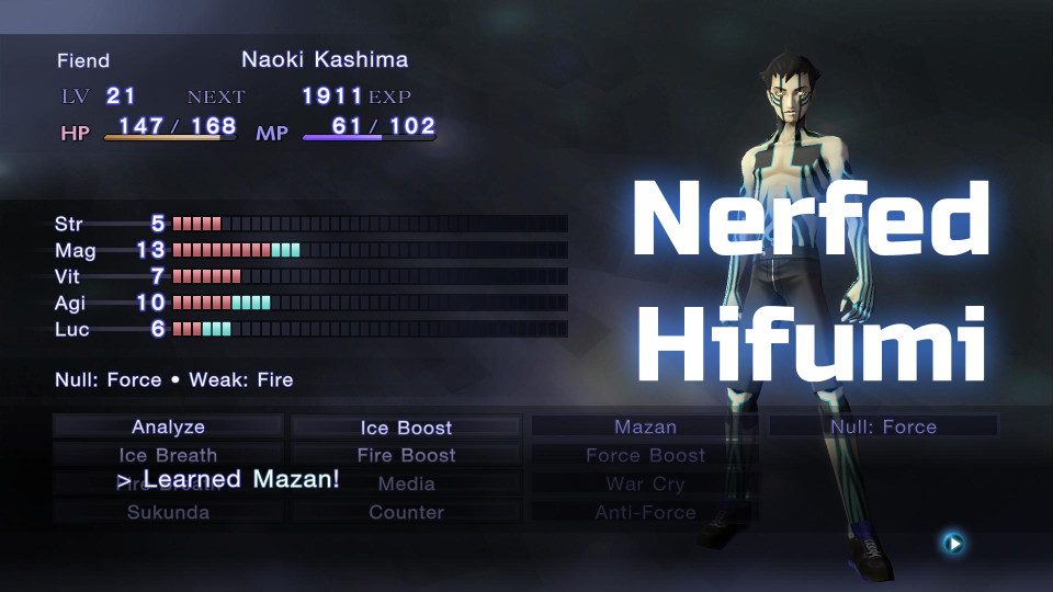 Nerfed Hifumi Mod for Shin Megami Tensei: III Nocturne HD | SMT III HD Mods