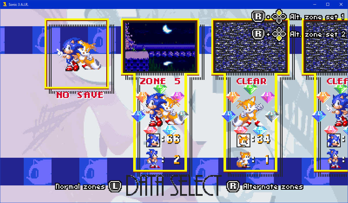 Custom Zone Select + Useott's Extra Zones Mod for Sonic 3 A.I.R ...
