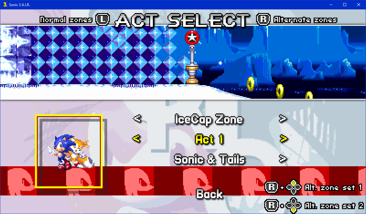 Custom Zone Select + Useott's Extra Zones Mod for Sonic 3 A.I.R. | S3AIR Mods