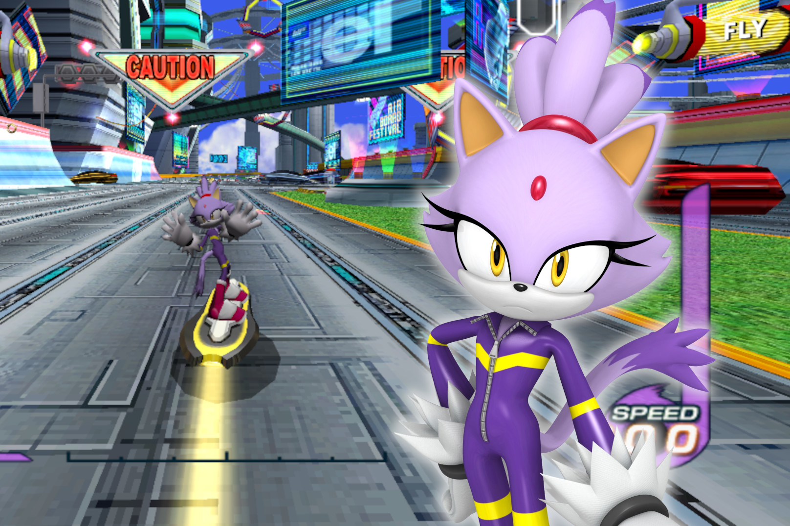 Blaze (Zero Gravity) over Amy (for SRDX 2.x) Mod for Sonic Riders (GameCube) | SR-GC Mods