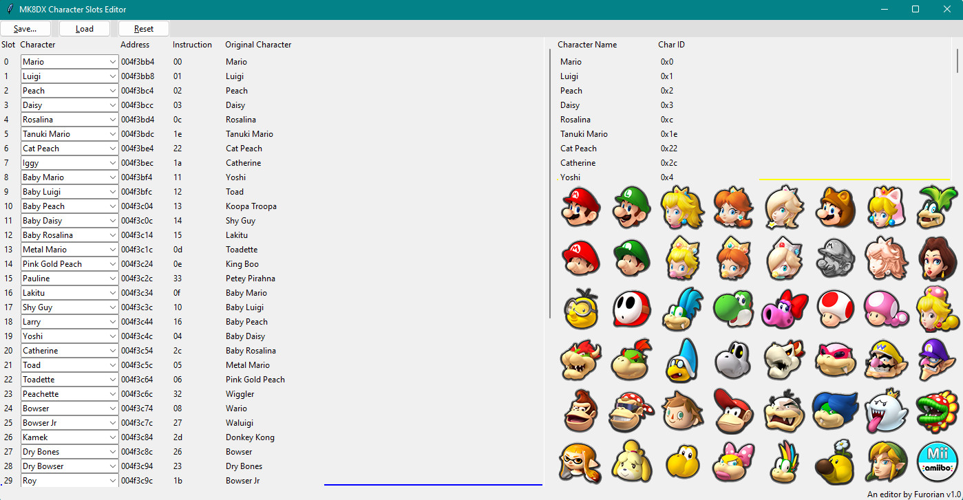 MK8DX Character Slots Editor Mod for Mario Kart 8 Deluxe | MK8D Mods