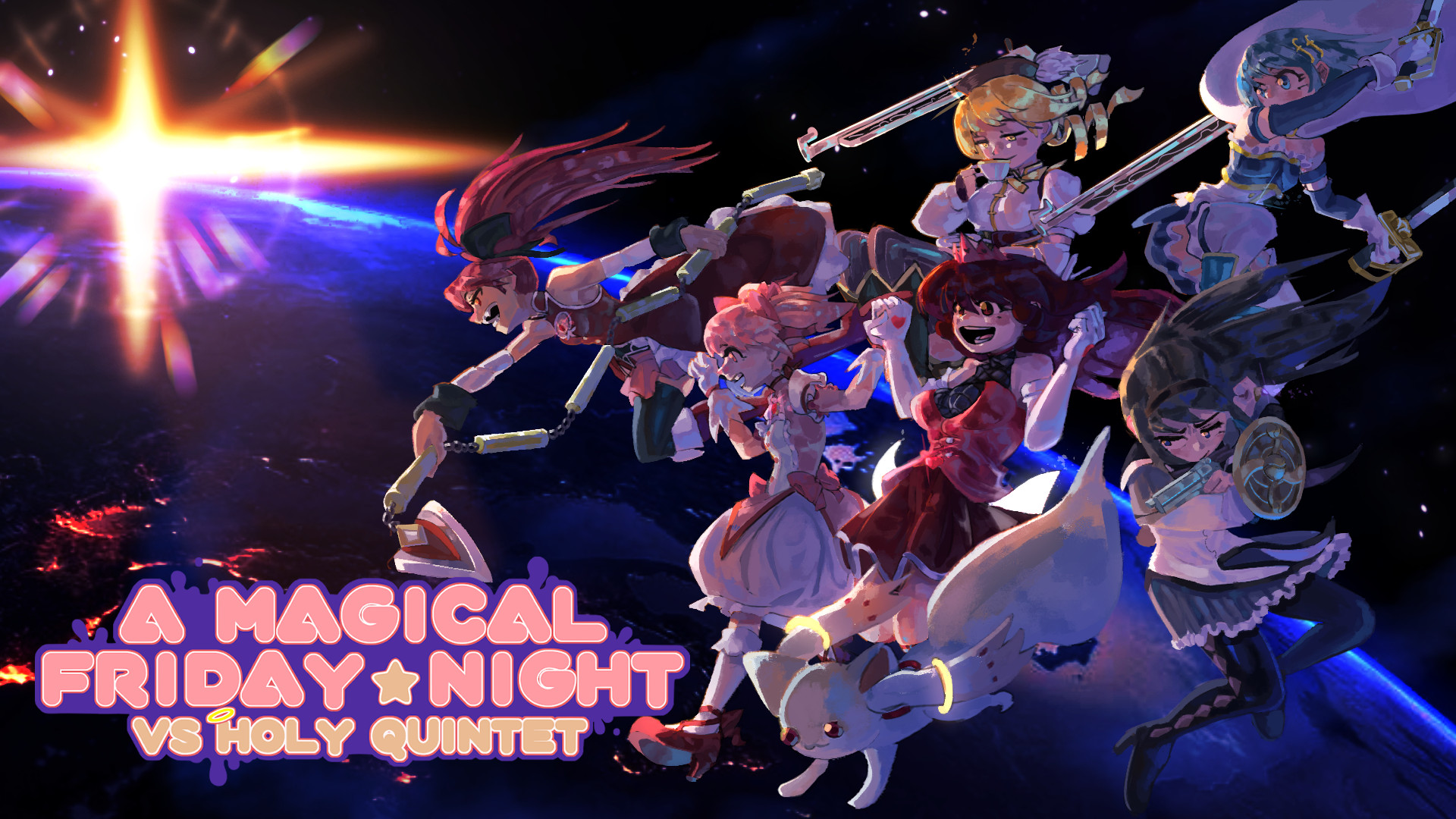 A Magical Friday Night: Vs Holy Quintet [DEMO] Mod for Friday Night Funkin' | FNF Mods
