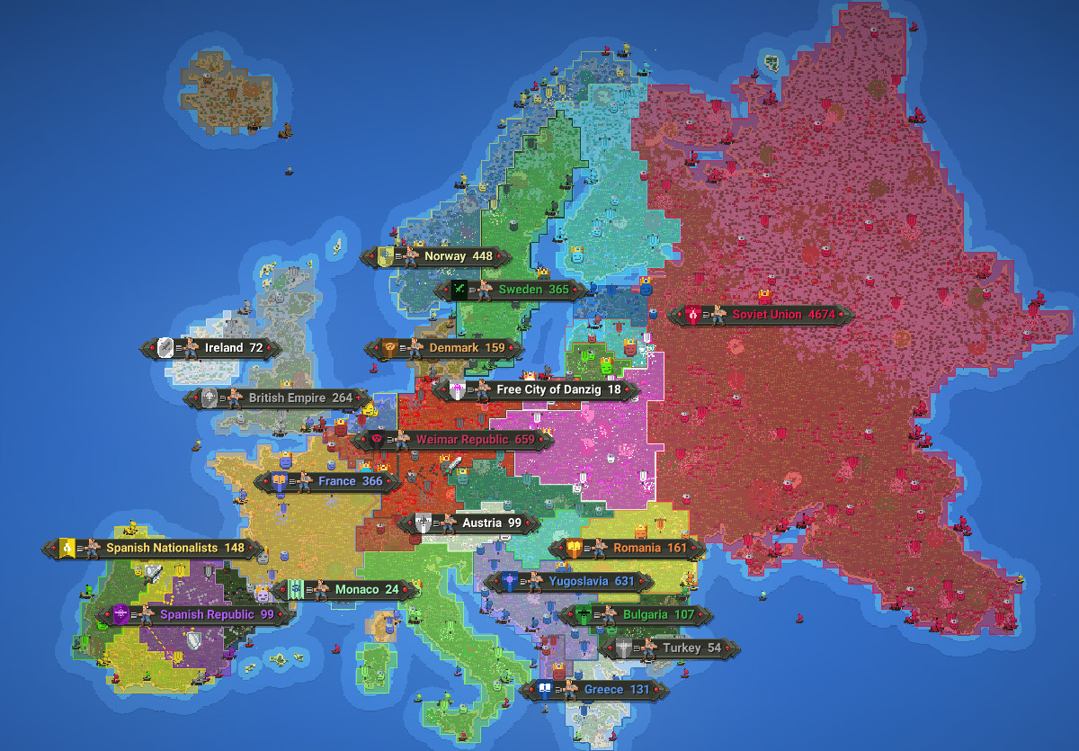 WW2/1936 Europe Map TRANSLATED Mod for WorldBox | WorldBox Mods