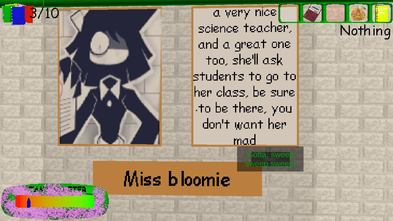 miss bloomie over mrs. pomp Mod for Baldi's Basics | Baldi Mods