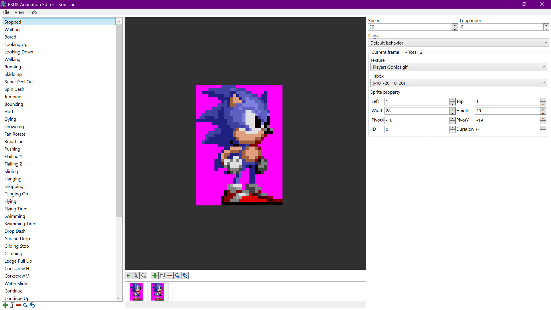 2 frame animations for sonic Mod for Sonic the Hedgehog Forever | S1F Mods