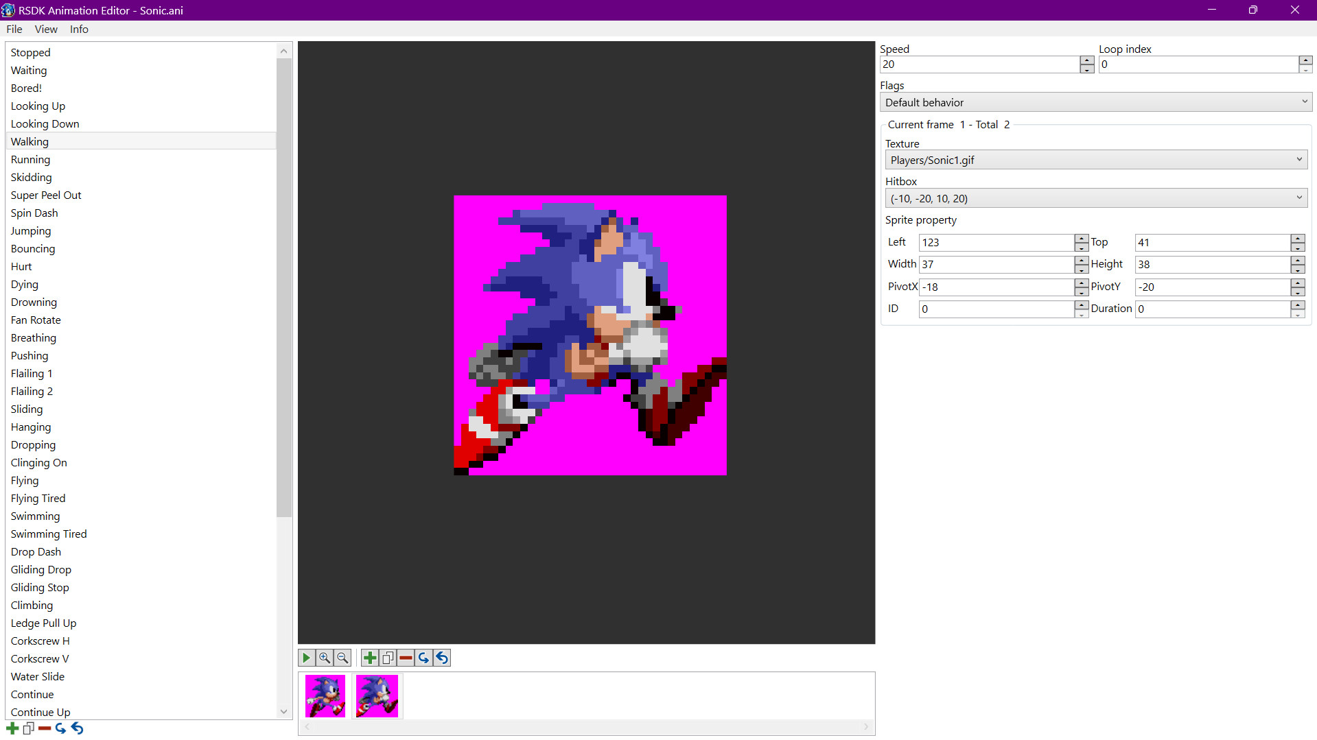 2 frame animations for sonic Mod for Sonic the Hedgehog Forever | S1F Mods