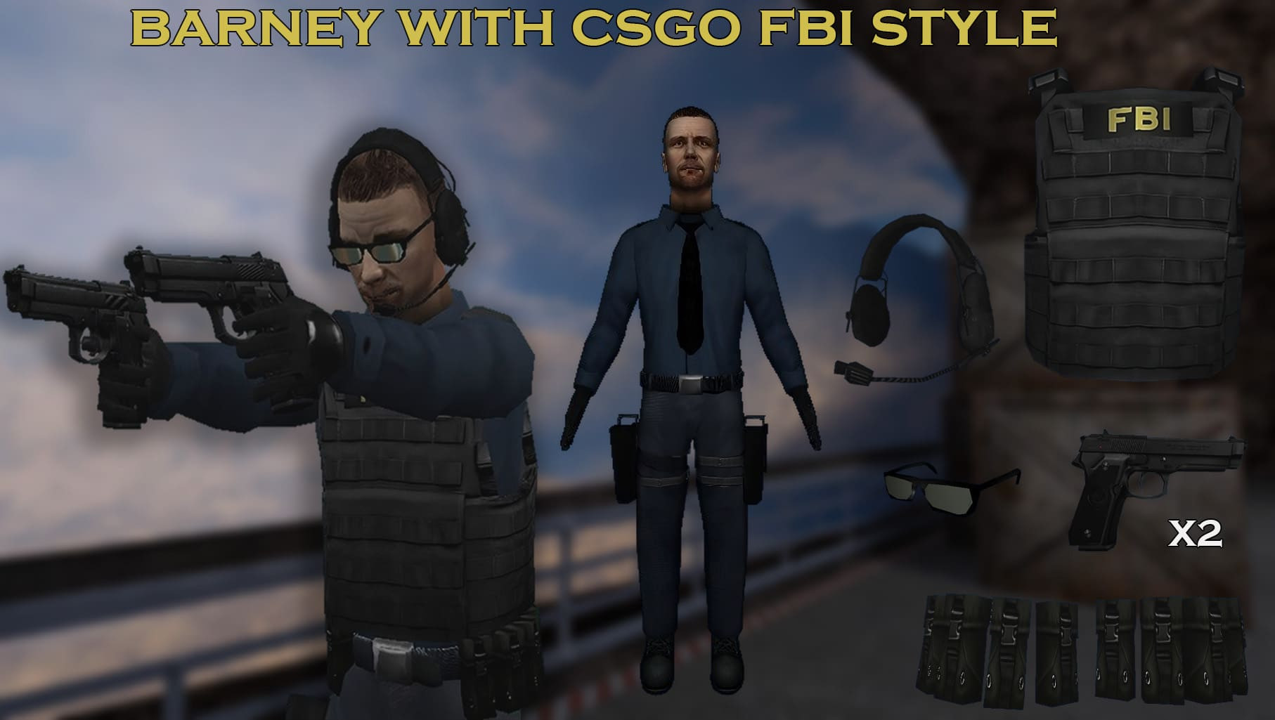 Barney with CSGO FBI style Mod for Half-Life | HL Mods