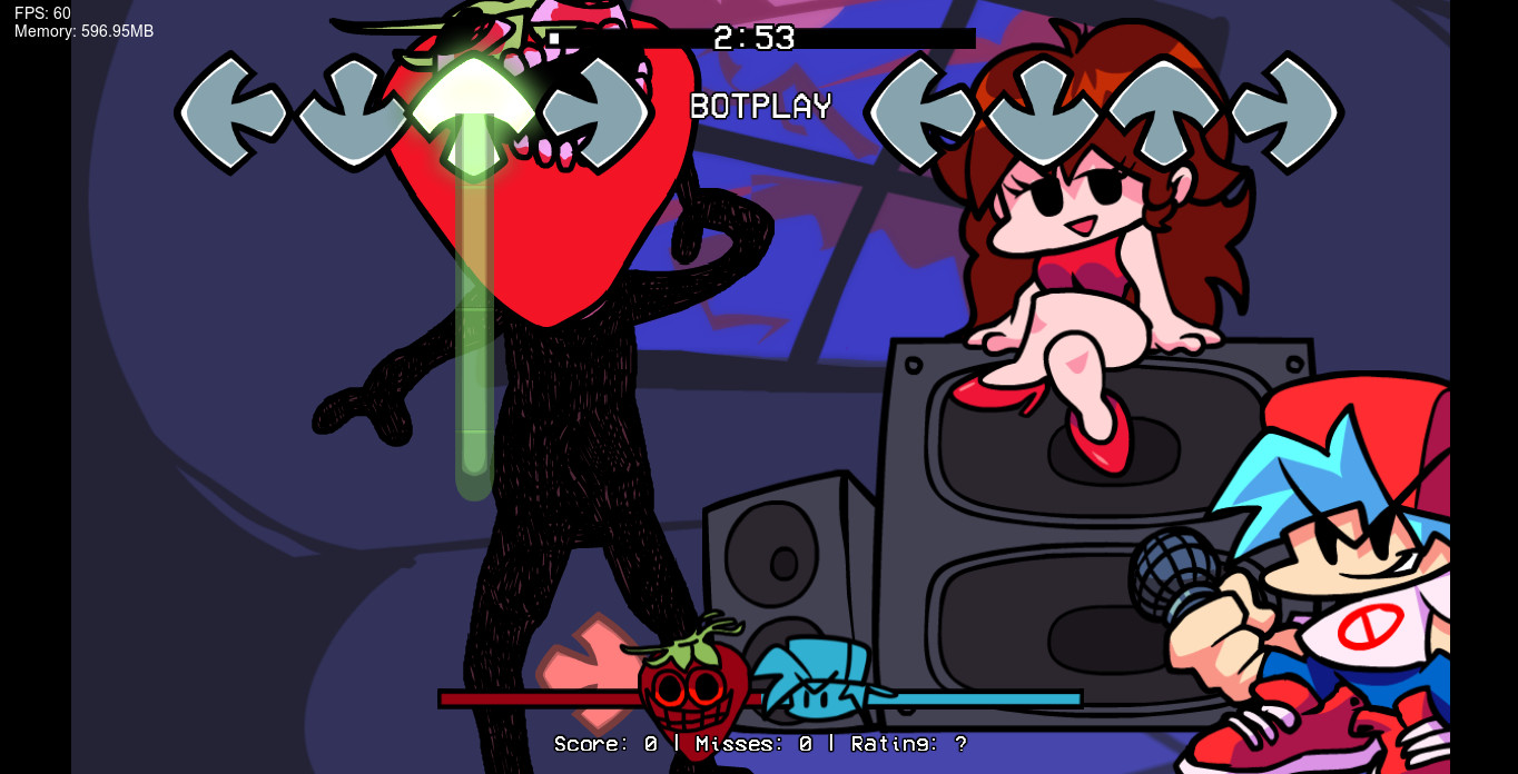 Strawberry Demon over Monster + FLA Mod for Friday Night Funkin' | FNF Mods