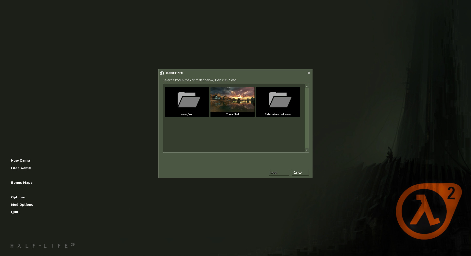 HL2 Beta Leak menu for Coterminus Mod for Half-Life 2 | HL2 Mods