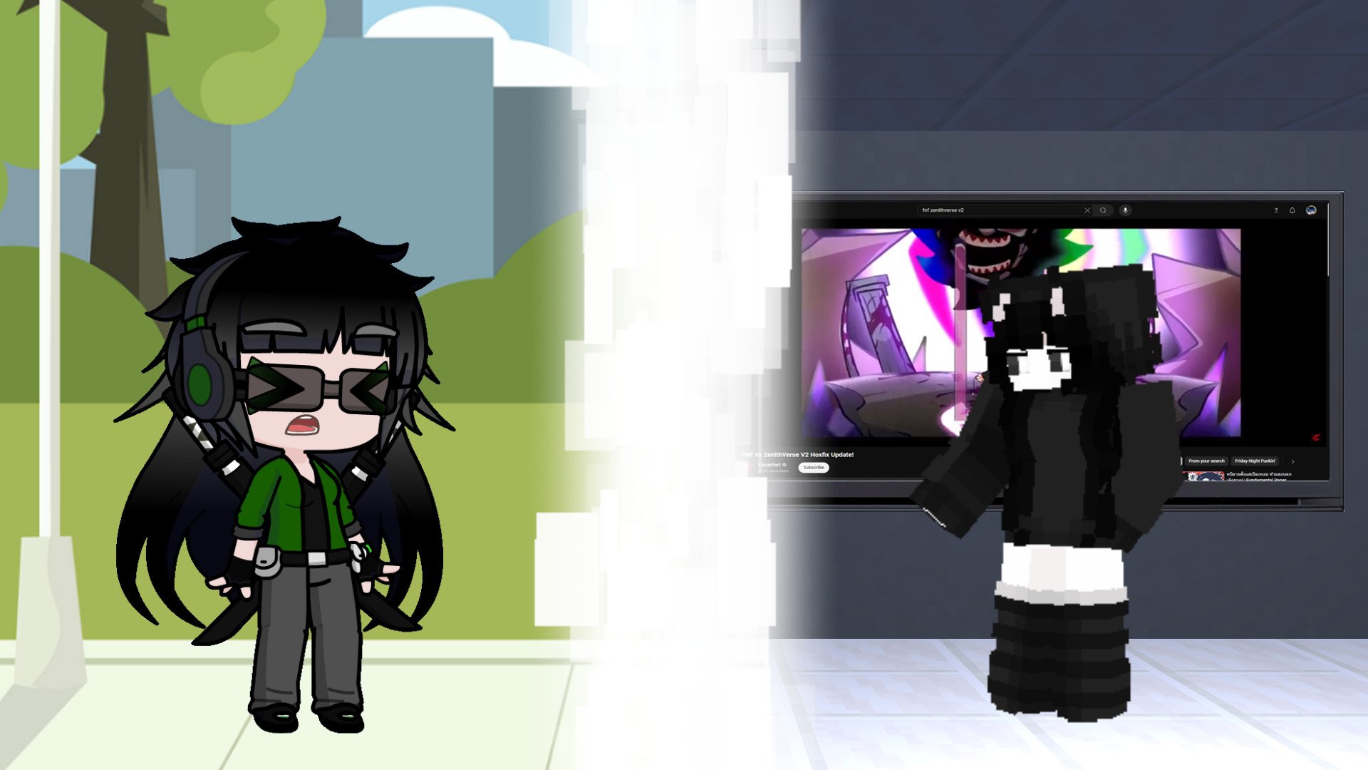 FNF Gacha Life Vs Minecraft {Oneshot Mod} Mod for Friday Night Funkin ...