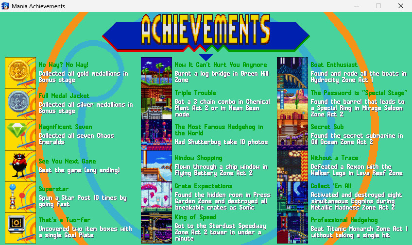 The True 100% Save Data Mod for Sonic Mania | SM Mods