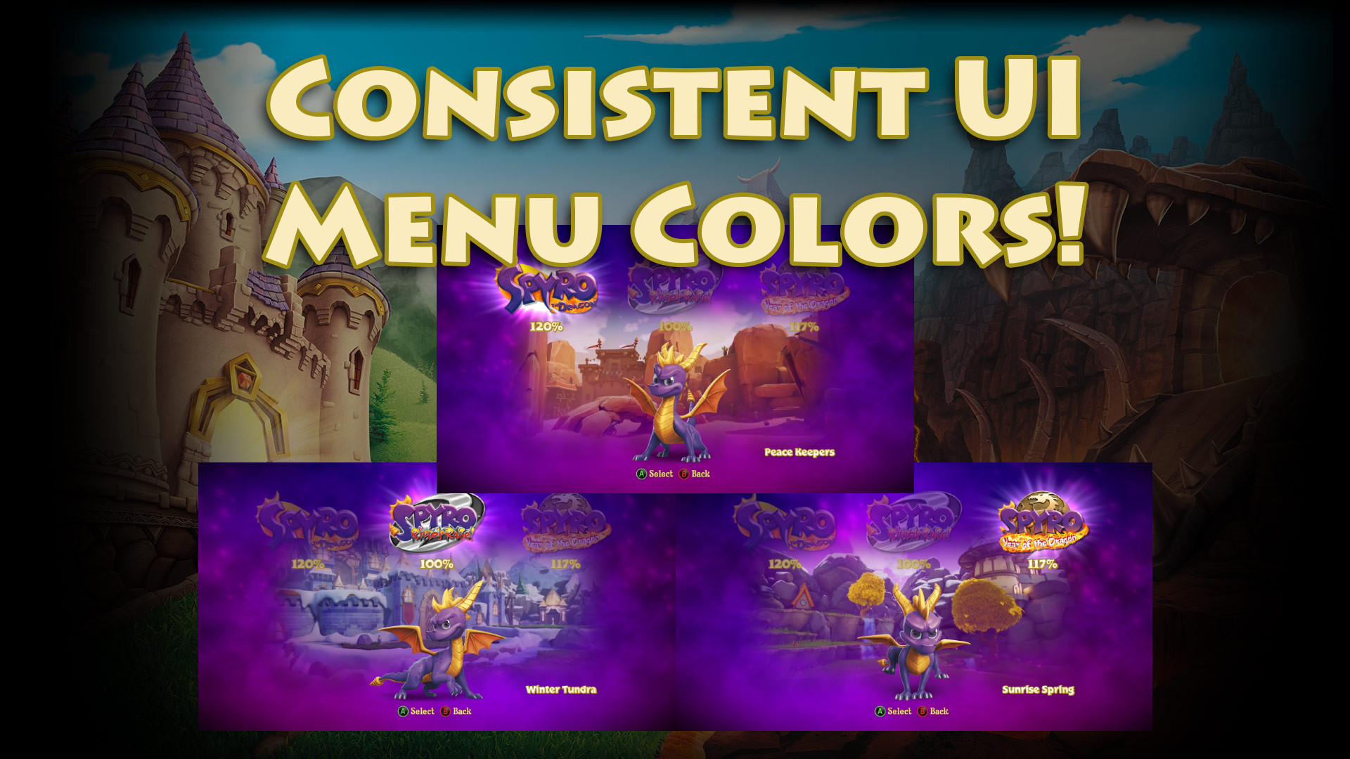 Consistent Menu UI Colors Mod for Spyro: Reignited Trilogy | Spyro Mods