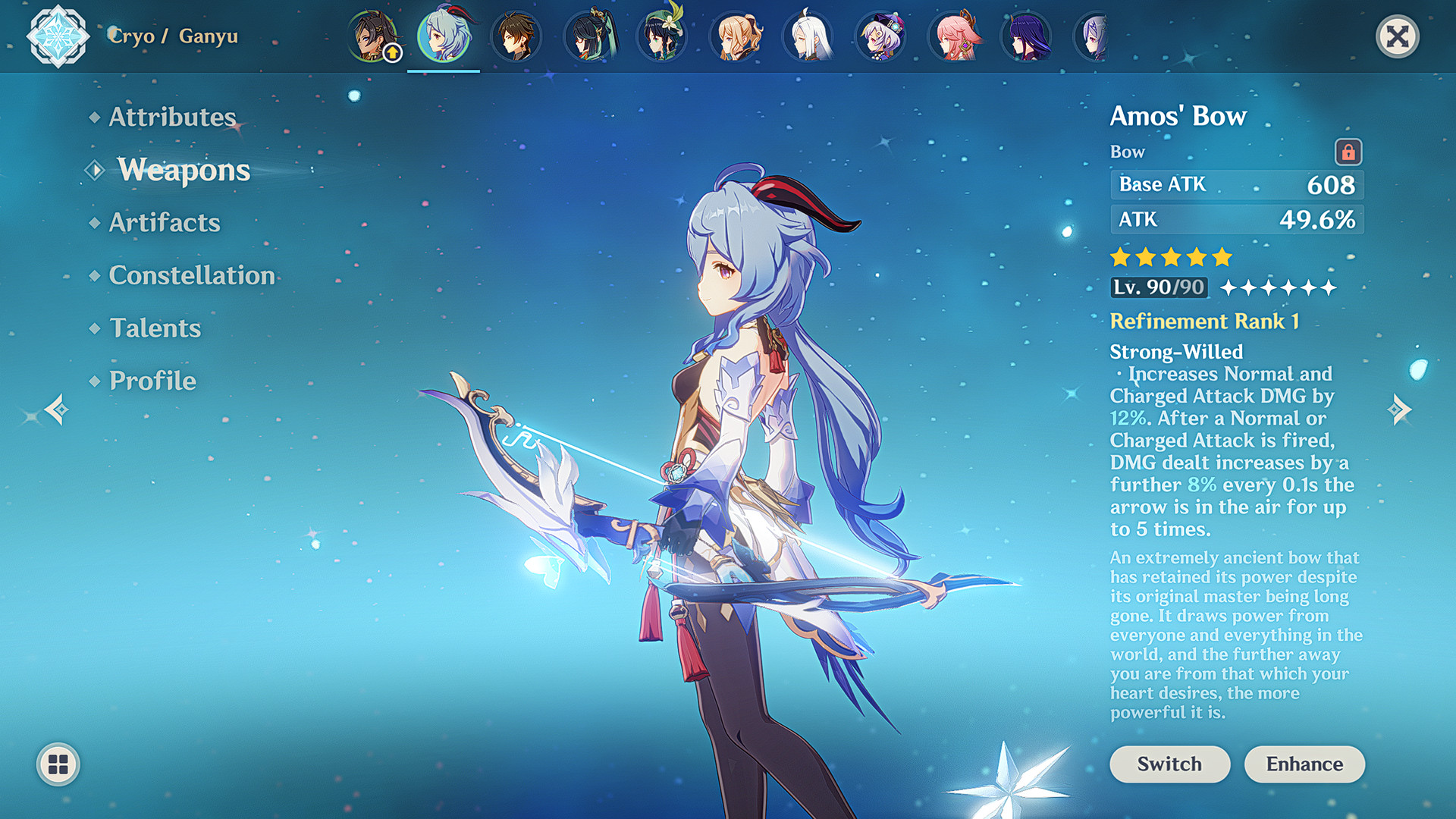 Aqua Simulacra over Amos' Bow for Ganyu Mod for Genshin Impact | GI Mods