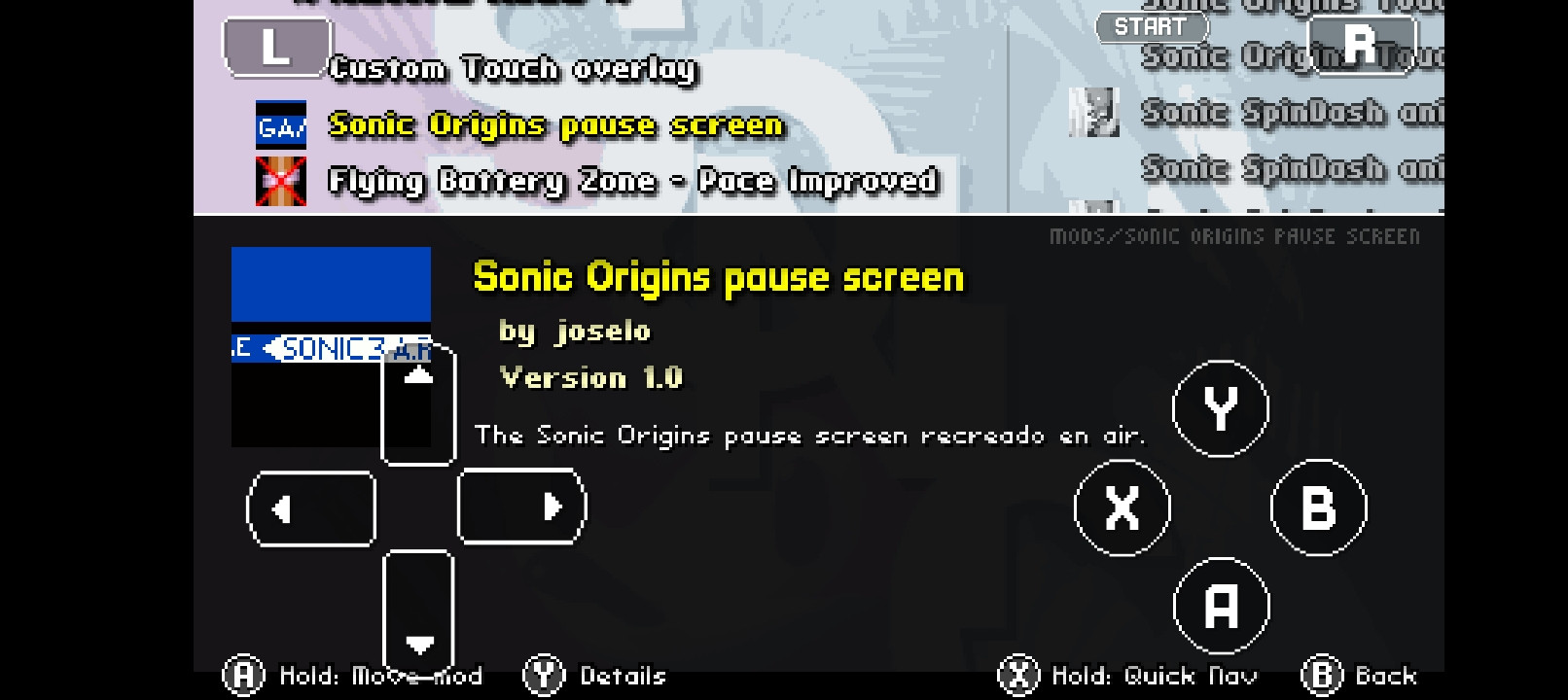 Sonic Origins pause screen Mod for Sonic 3 A.I.R. | S3AIR Mods