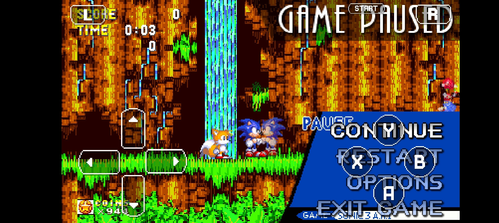 Sonic Origins pause screen Mod for Sonic 3 A.I.R. | S3AIR Mods