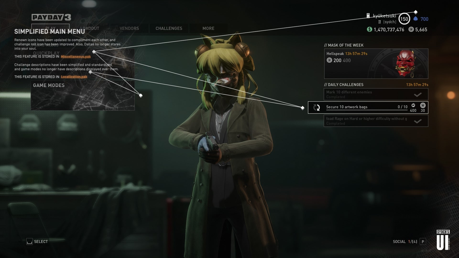 sydch's UI Mod for PAYDAY 3 | PAYDAY 3 Mods