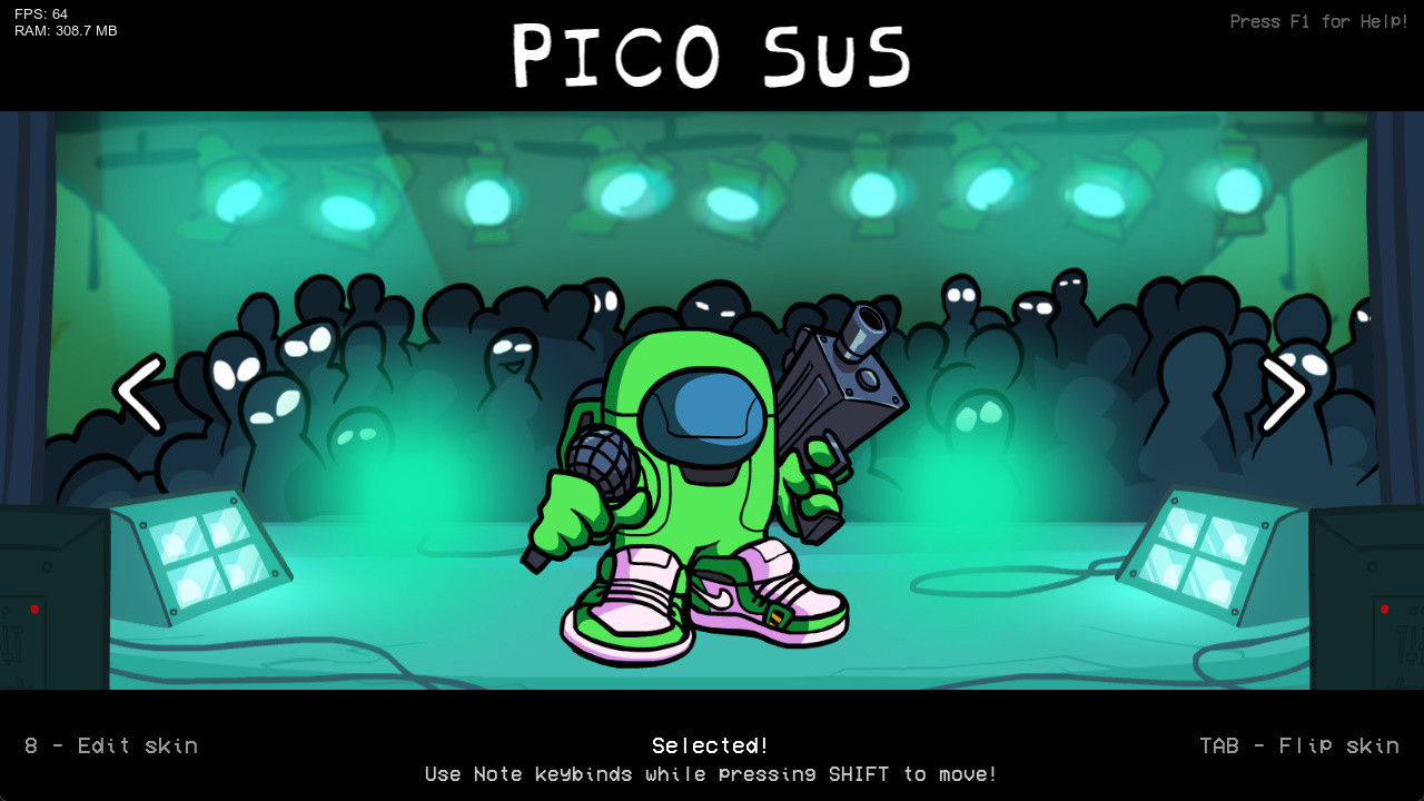 Sus Pico Skin for Psych Online Mod for Friday Night Funkin' | FNF Mods
