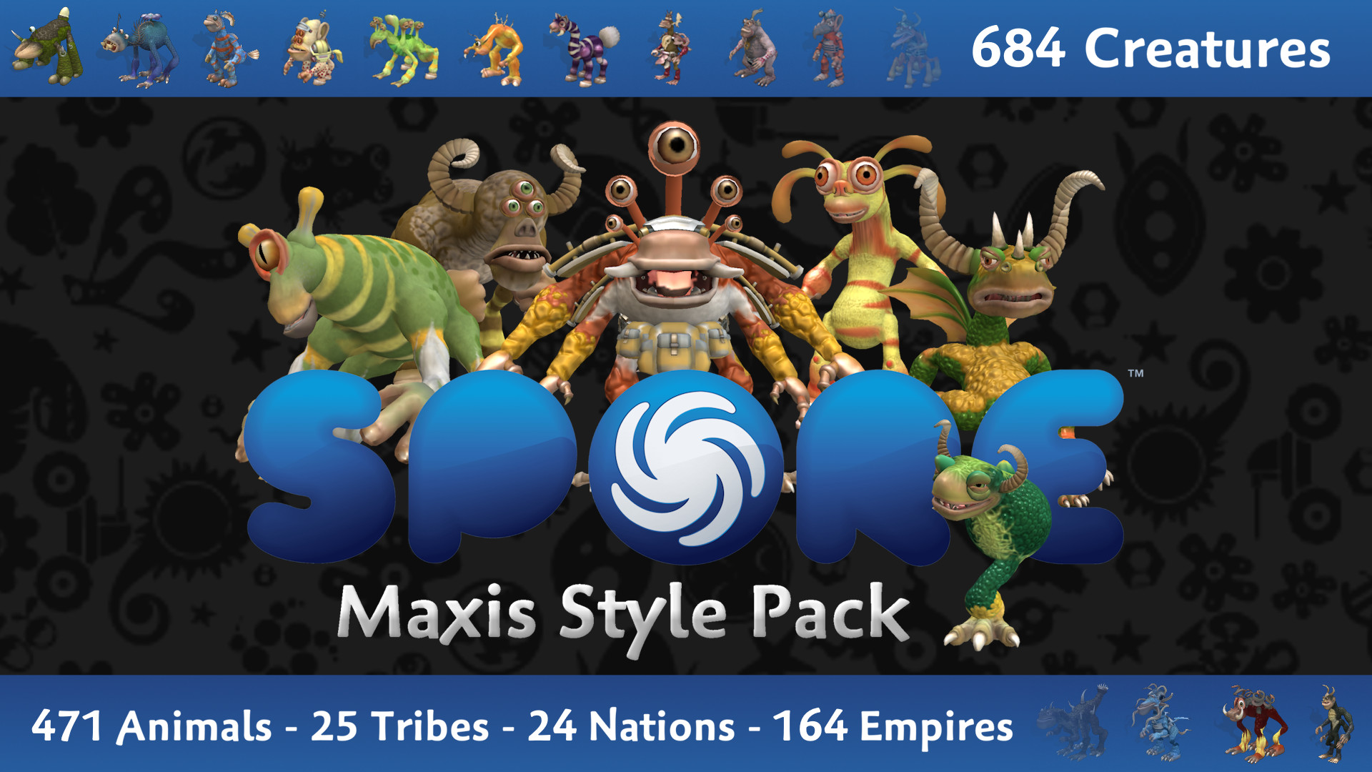 Maxis Style Pack ( 684 Creatures ) Mod for SPORE | SPORE Mods
