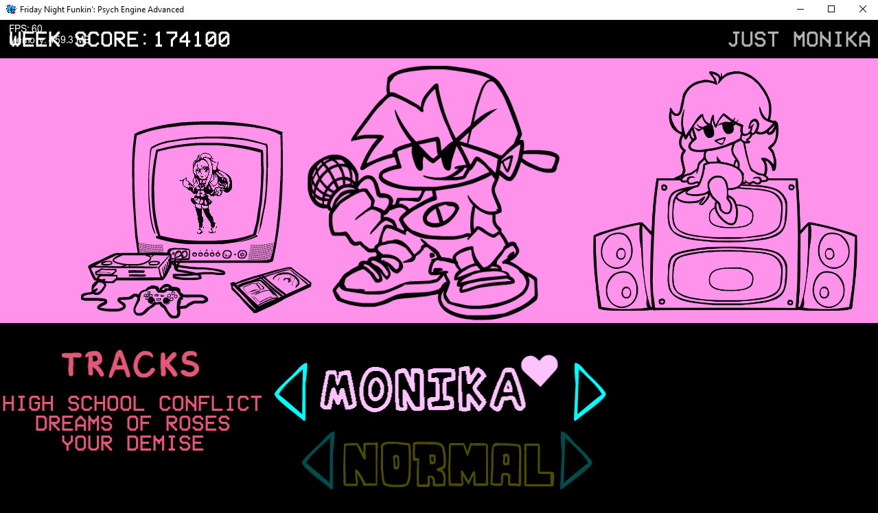 Monika full week! Psych Engine port Beta Mod for Friday Night Funkin' | FNF Mods