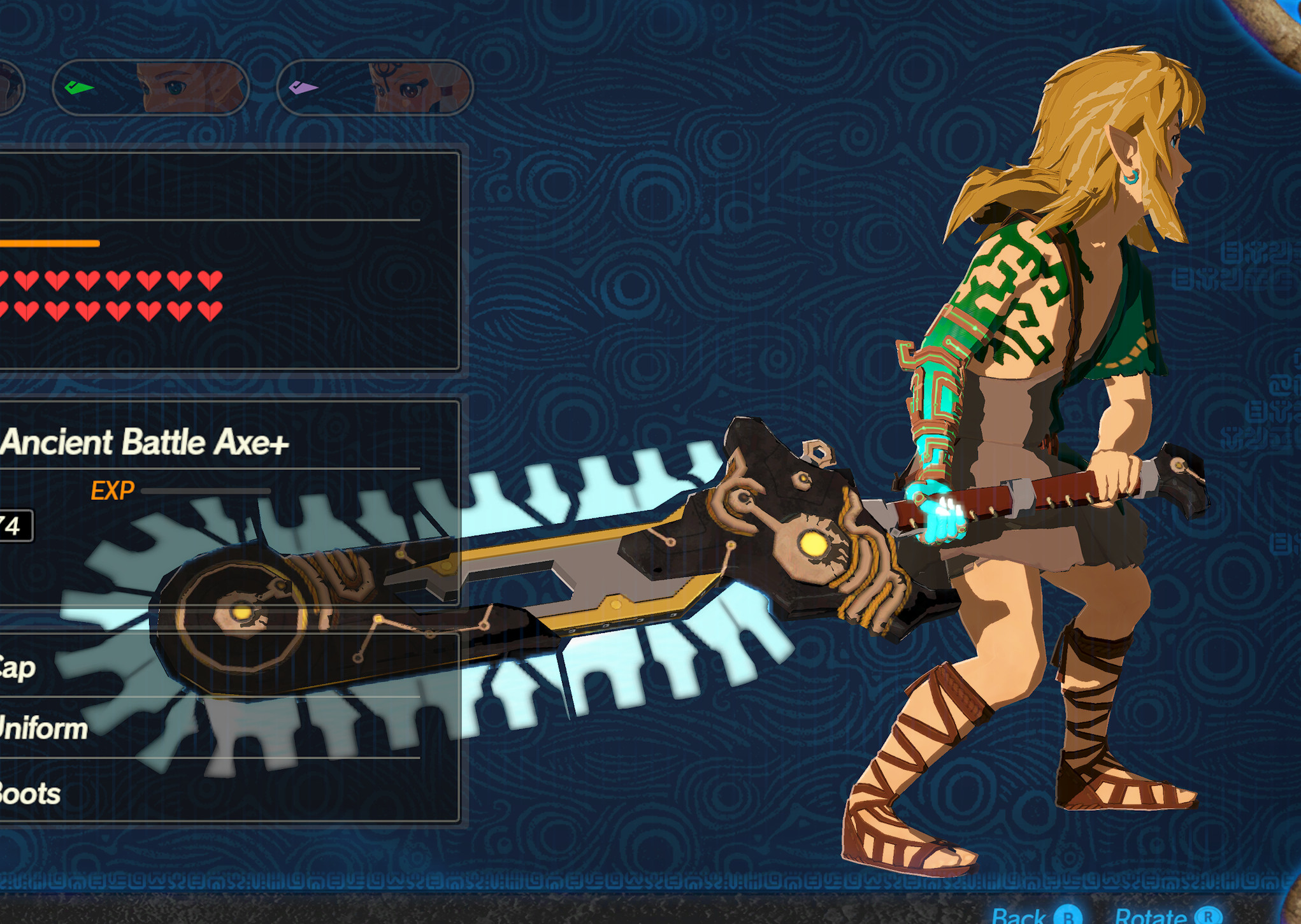Ancient chainsaw over ancient battle axe+ Mod for Hyrule Warriors: Age of Calamity | HW:AOC Mods