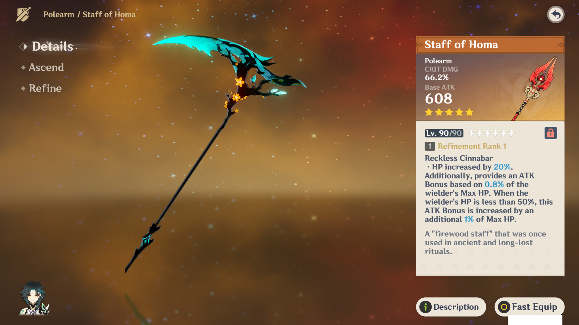 Harvester Of Sorrow (Staff of Homa) - Xiao Recolor Mod for Genshin ...