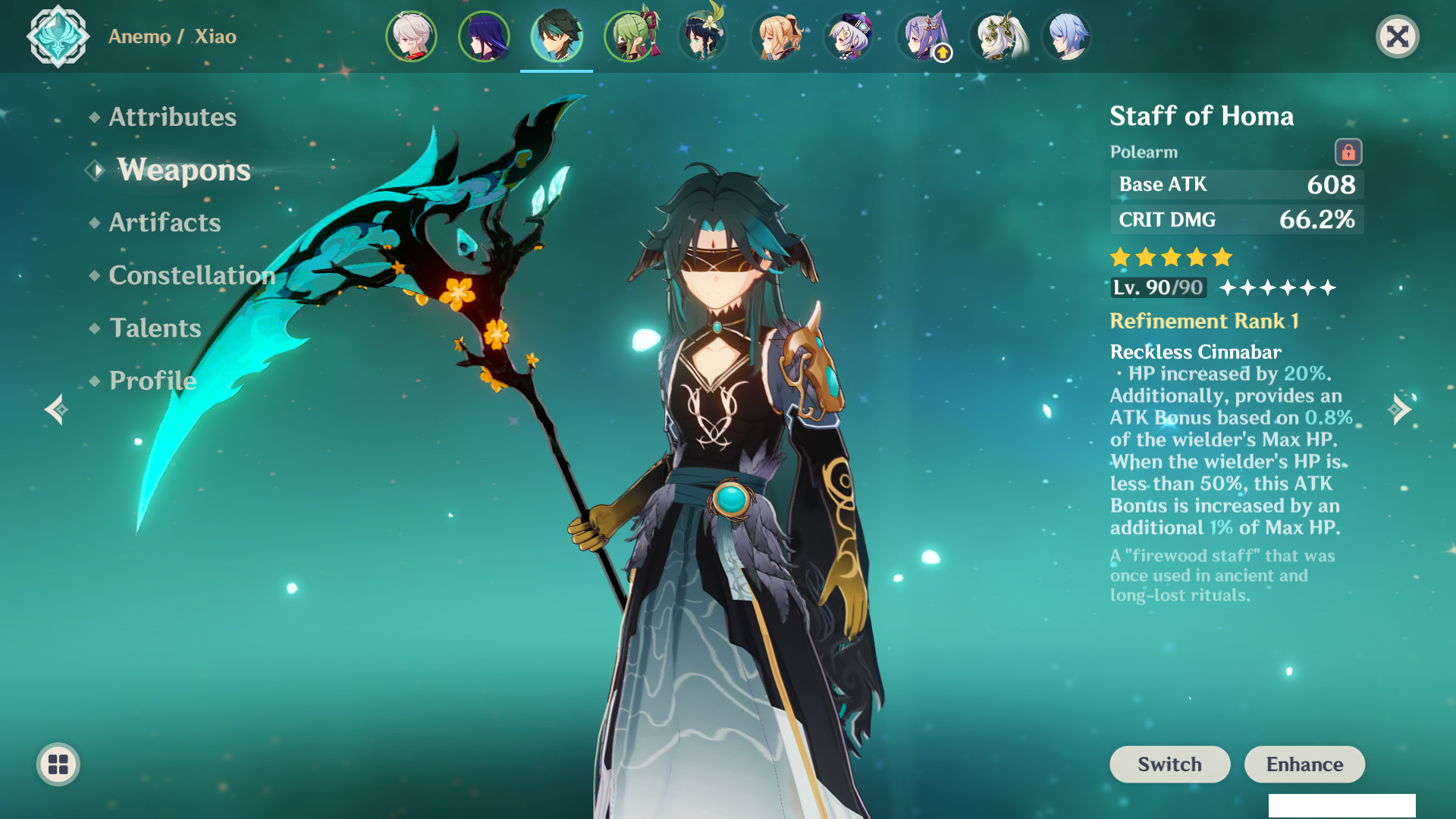 Harvester Of Sorrow (Staff of Homa) - Xiao Recolor Mod for Genshin ...